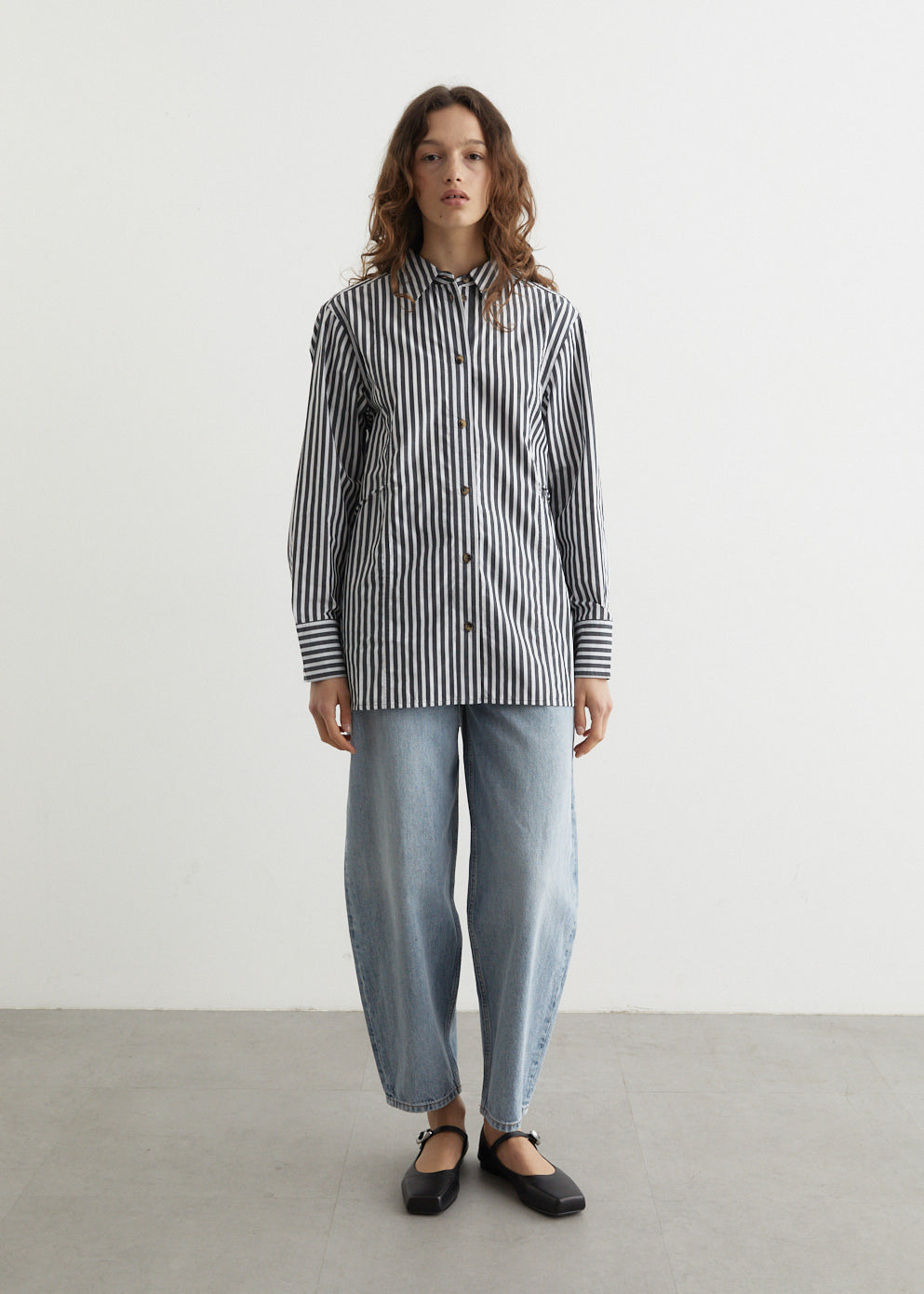 Stripe Oversized Tie String Shirt Stripe Oversized Tie String Shirt