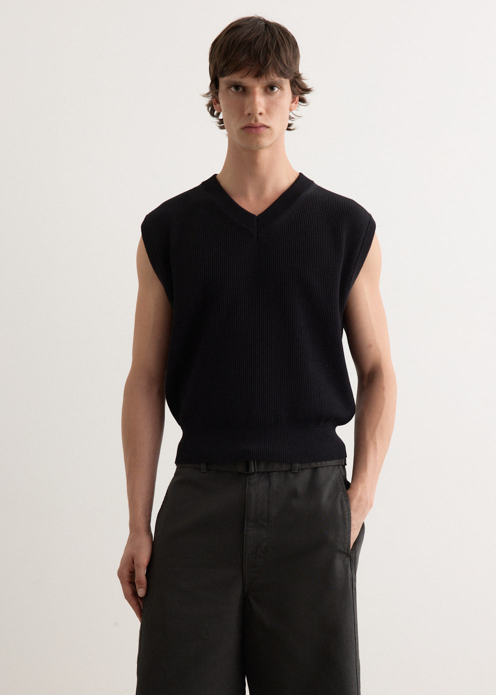 Flat Yarn Rib Knit Vest