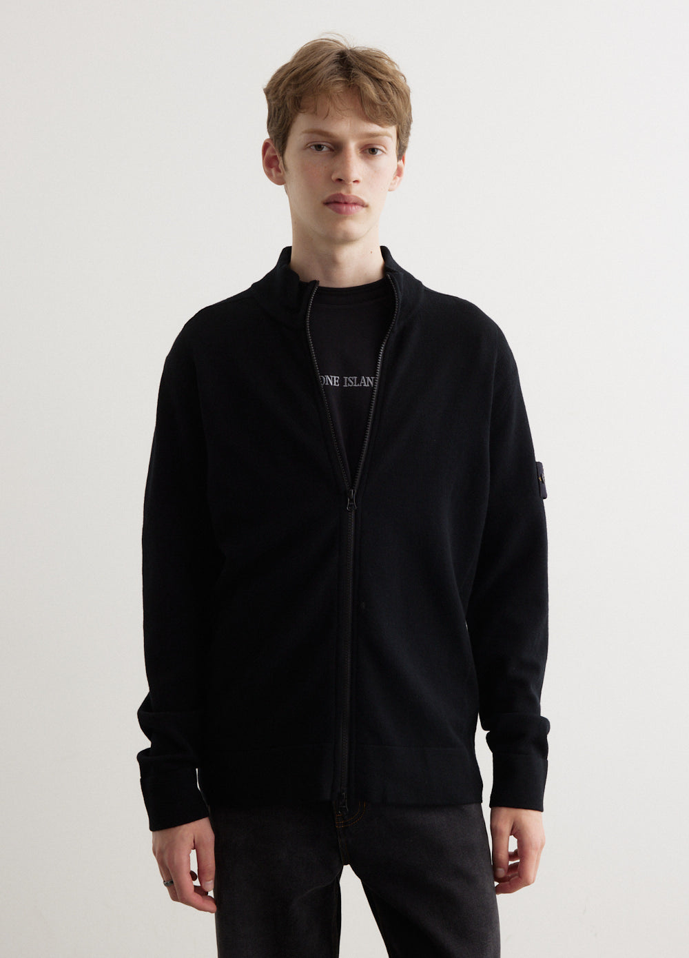 Stand Collar Zip Knit Cardigan Stand Collar Zip Knit Cardigan