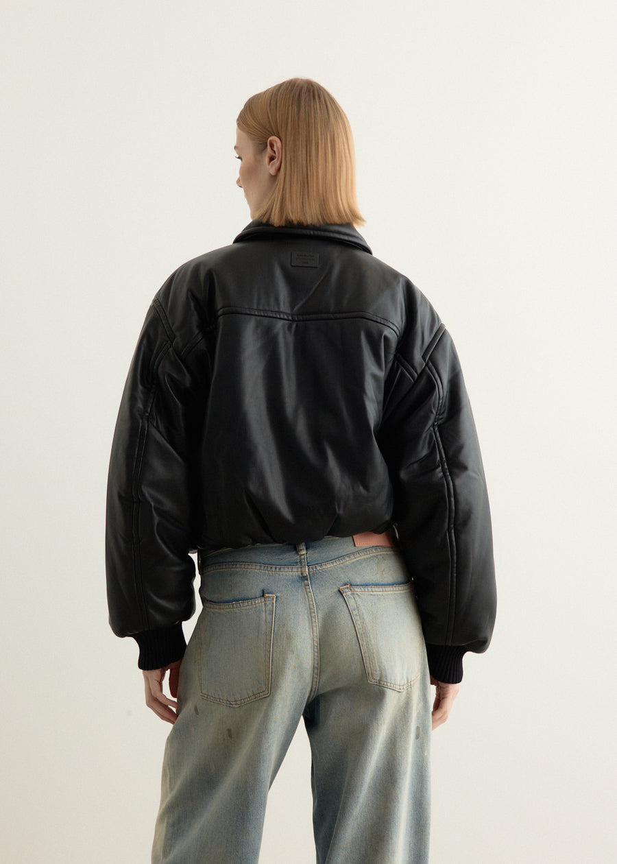 Faux Leather Bomber Jacket