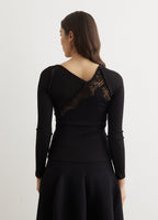 Lace Insert Long Sleeve Top