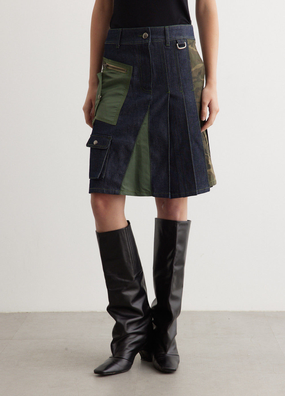 Marta Half Pleats Cargo Skirt