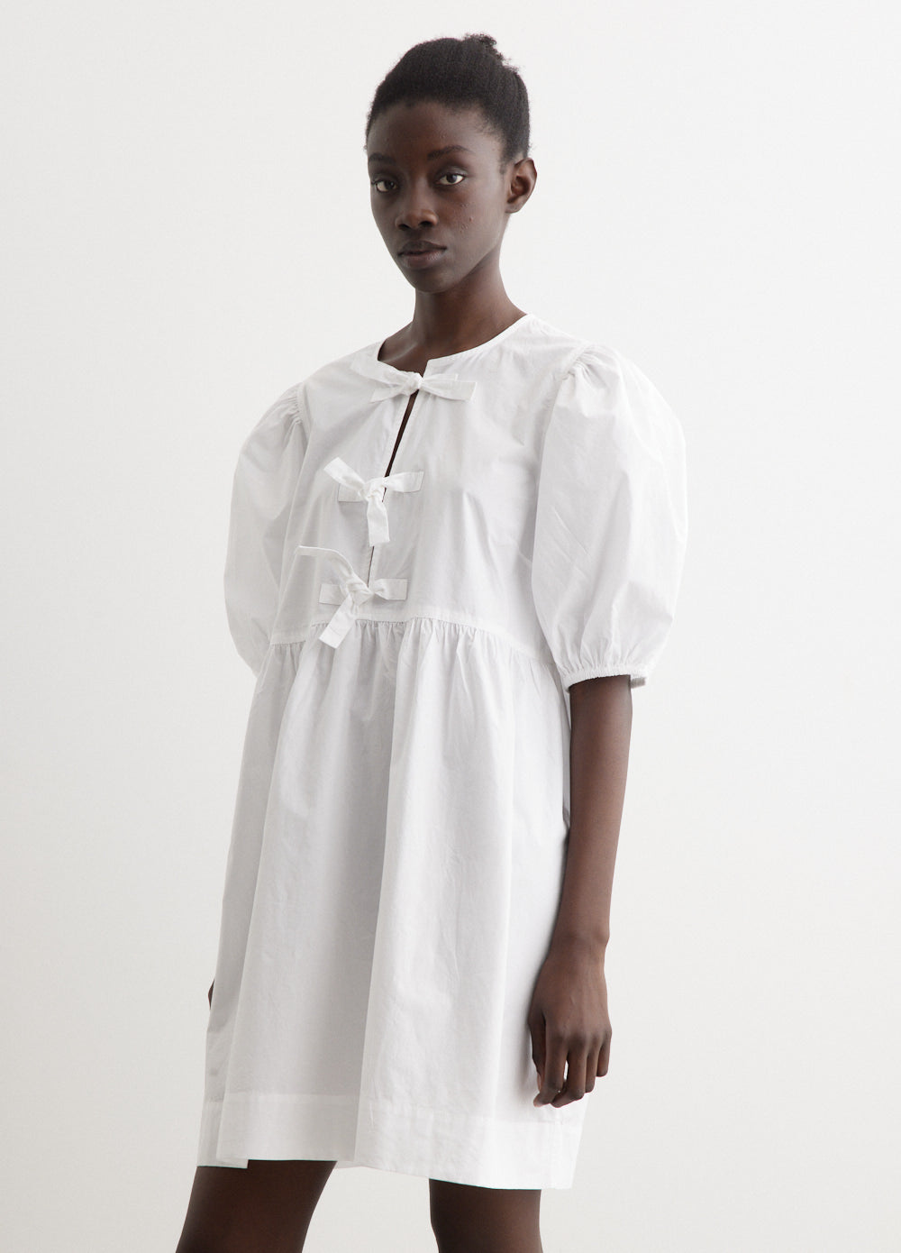 Cotton Poplin Tie String Mini Dress