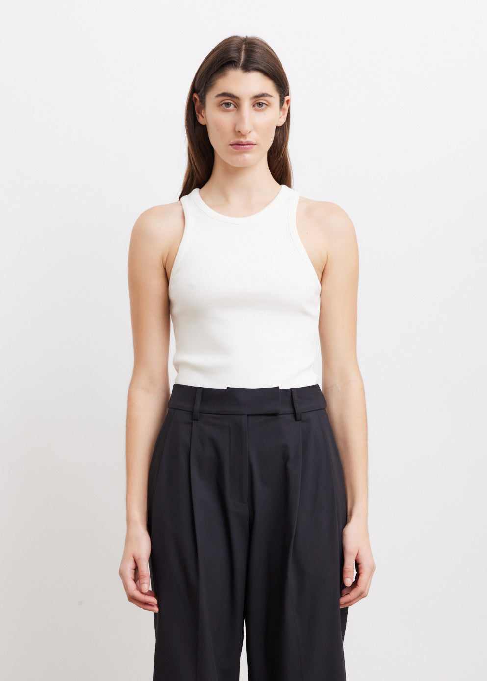 High Neck Rib Tank Top